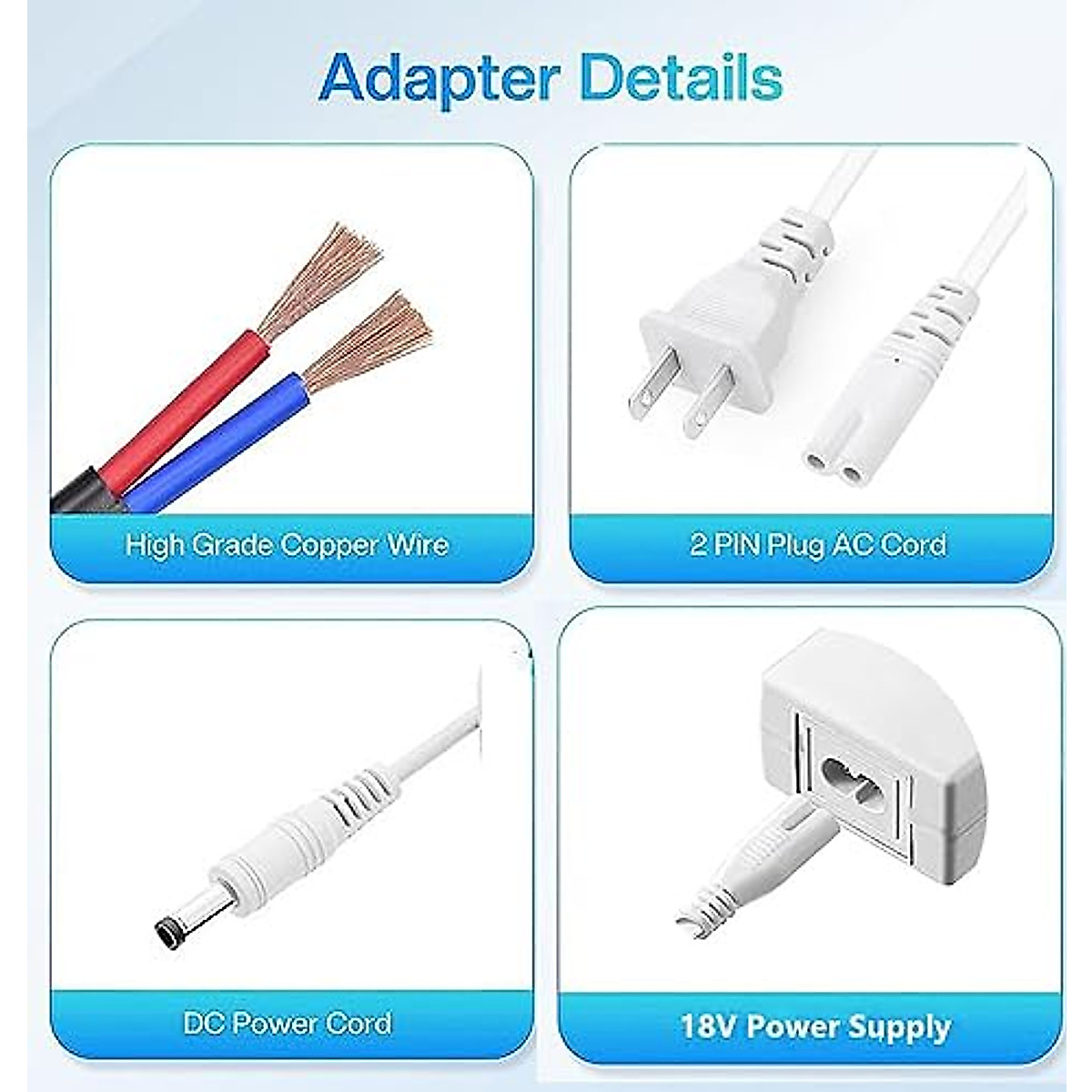 18V Power Cord Compatible with Cricut Maker and Cricut Explore Air 2 Cutting Machine Mini Cake Explore One Create Cricut Maker Replacement for 18V 3a DC cricut Explore air 2 Accessories