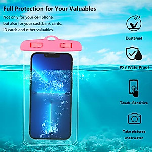 VAKS Waterproof Phone Pouch 2-Pack Universal Cellphone Waterproof Underwater Case Dry Bag for iPhone 13 12 11 Pro Max Xs Max XS X XR Samsung Galaxy Google Pixel Up to 6.9",Black+Pink