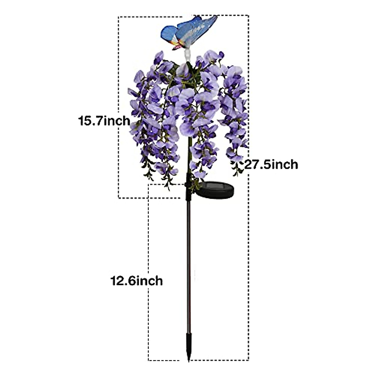 Solar Flowers Lights Outdoor ,Doingart Wisteria Floral Butterfly Solar Lighte with Multi-Color Changing LED Solar Lights for Garden Patio Backyard Pathway Lawn (Purple)