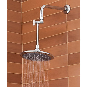 G-Promise Shower Head Extender, 6" Solid Brass Height/Angle Adjustable Shower Arm Extension with Single Locking Joint, Standard 1/2" Thread for Universal Shower Heads (6 inch, chrome)