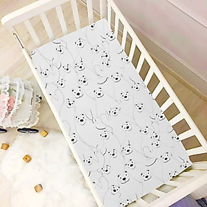Cute Polar Bear Cartoon Seamless Pattern Baby Crib Sheets Soft Toddler Bed Sheets Breathable Mattress Cover Toddler Sheets for Nursery Stroller Crib Mattress Infant Unisex, 52 * 28 * 9in