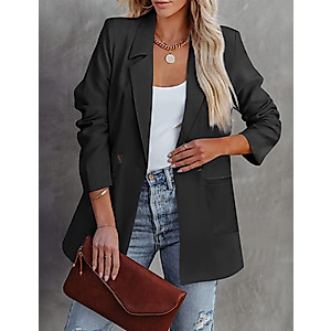 Black Oversized Blazer Jackets for Women Business Casual Open Front Long Blazers for Work Professional Fashion XL