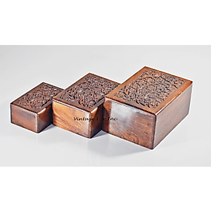 DnU Avenue Hand carved Wooden Cremation Urns for Human Ashes Adult & Pets, Memorial Urn Box, Keepsake for Burial/Funeral Ashes, Tree Of Life Urn, Capacity 85" Cu/in (Large 7.5 x 5.75 x 3.5 Inch)