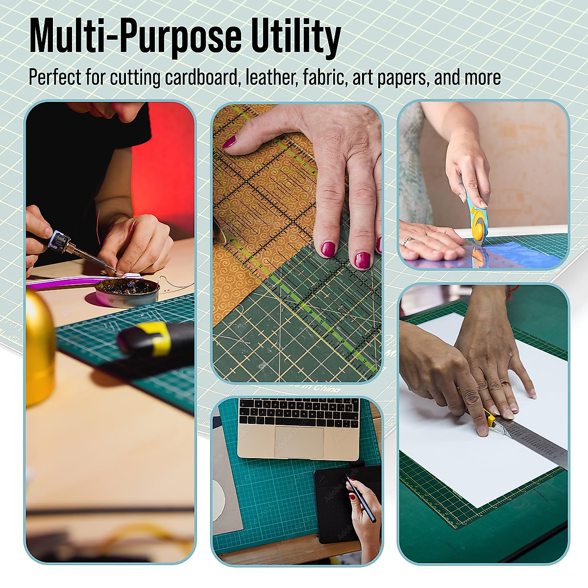 Adir Self Healing Cutting Mat - 30x42 Inches Sew Cutting Mat and Quilt Cutting Mat with 5 Layers, Double Sided Cutting Mat for Crafts - Reversible Non-Slip Cutting Pad with Grid