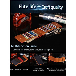 Womens Walllet Multi Card Case Wallet with Zipper Pocket Credit Card Holder Zipper Purse Cell Phone Handbag（black)