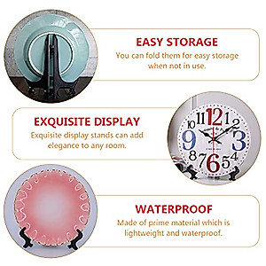 DOITOOL 10pcs Plastic Easel Plate Display Stands Place Card Holder Display Easel Stand for Display Picture Frame Collectibles Desktop Weddings Party Home Decoration Black