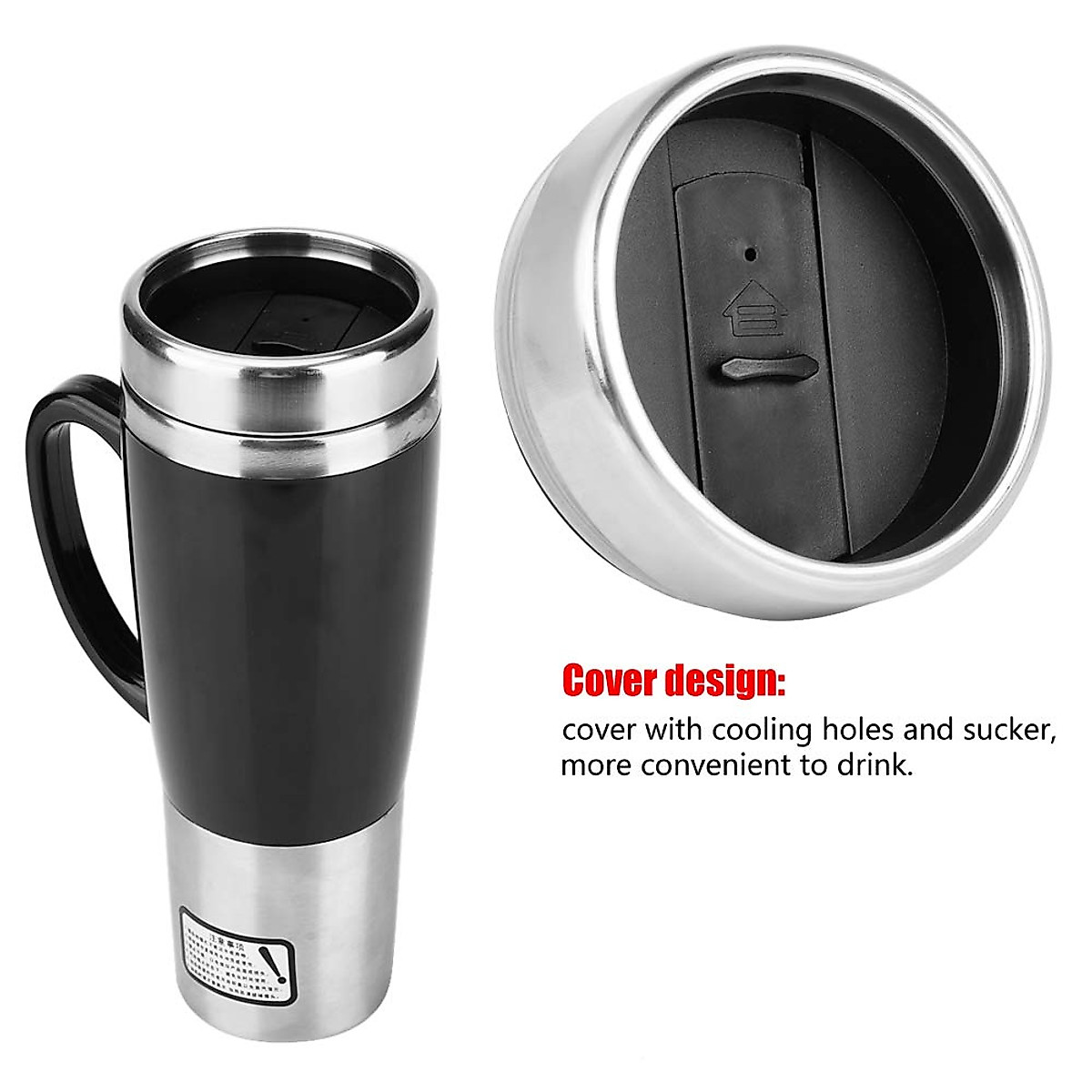Yosoo Health Gear 450ml Car Travel Heating Mug, Travel Car Electric Cup, Stainless Steel Car Heated Kettle with Car for Heating Water Coffee Tea Milk (12V)