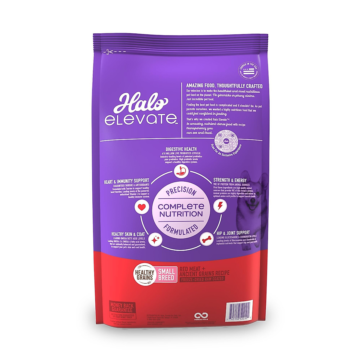 Halo Elevate Dry Dog Food, Healthy Grains Red Meat Recipe, Small Breed, 10lb
