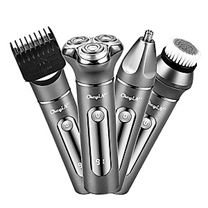 CkeyiN Man’s Electric Shaver, Rechargeable Cordless Foil Shaver Razor with Replaceable Foil Head, Multifuctional Wet & Dry Foil Shaver (Grey)