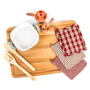 High End Home 3 Piece Pot Holder Set - Hot Pads for Kitchen 7 x 8.5 Inch Burgundy Red