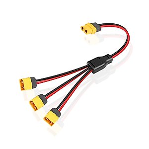 GINTOOYUN XT60 Splitter Extension Cable 1 Female to 3 Male Connector Adapter,12AWG XT60 Power Extension Cable for Solar Panel,Solar Generator,Portable Power Station, Drone,RV,Ship etc(0.3M)