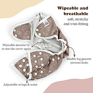 Mama Koala Reusable Adjustable Cloth Diaper Covers with Double Gusset for Girls and Boys, Snap Closure, Size S (Simply Neautrals)