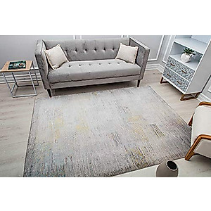 CosmoLiving by Cosmopolitan Melyna MA15A Revere Pewter Contemporary Abstract Area Rug, 8'0"X10'0"