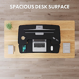 FLEXISPOT Motorized Standing Desk Converter 35" Wide Electric Stand up Desk Riser for Monitor and Laptop,Black Height Adjustable Desk for Home Office