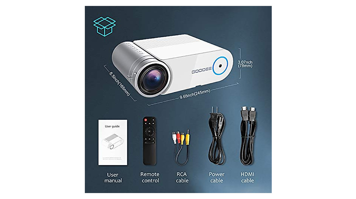 GooDee G500 1080P Projector - 200" Screen, Home Theater
