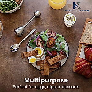 Elegant Egg Cups & Cracker Set | Set of 4 Ceramic Egg Holders + 4 SS Spoons + 1 Egg Topper-Vibration Tool Opener For Hard & Soft Boiled Egg, Multipurpose Mini Dishes- With Bonus! Beautiful Storage Box