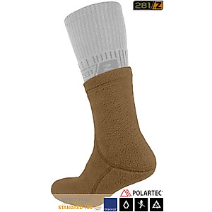 281Z Hiking Warm 6 inch Boot Liner Socks - Military Tactical Outdoor Sport - Polartec Fleece Winter Socks (Medium, Coyote Brown)