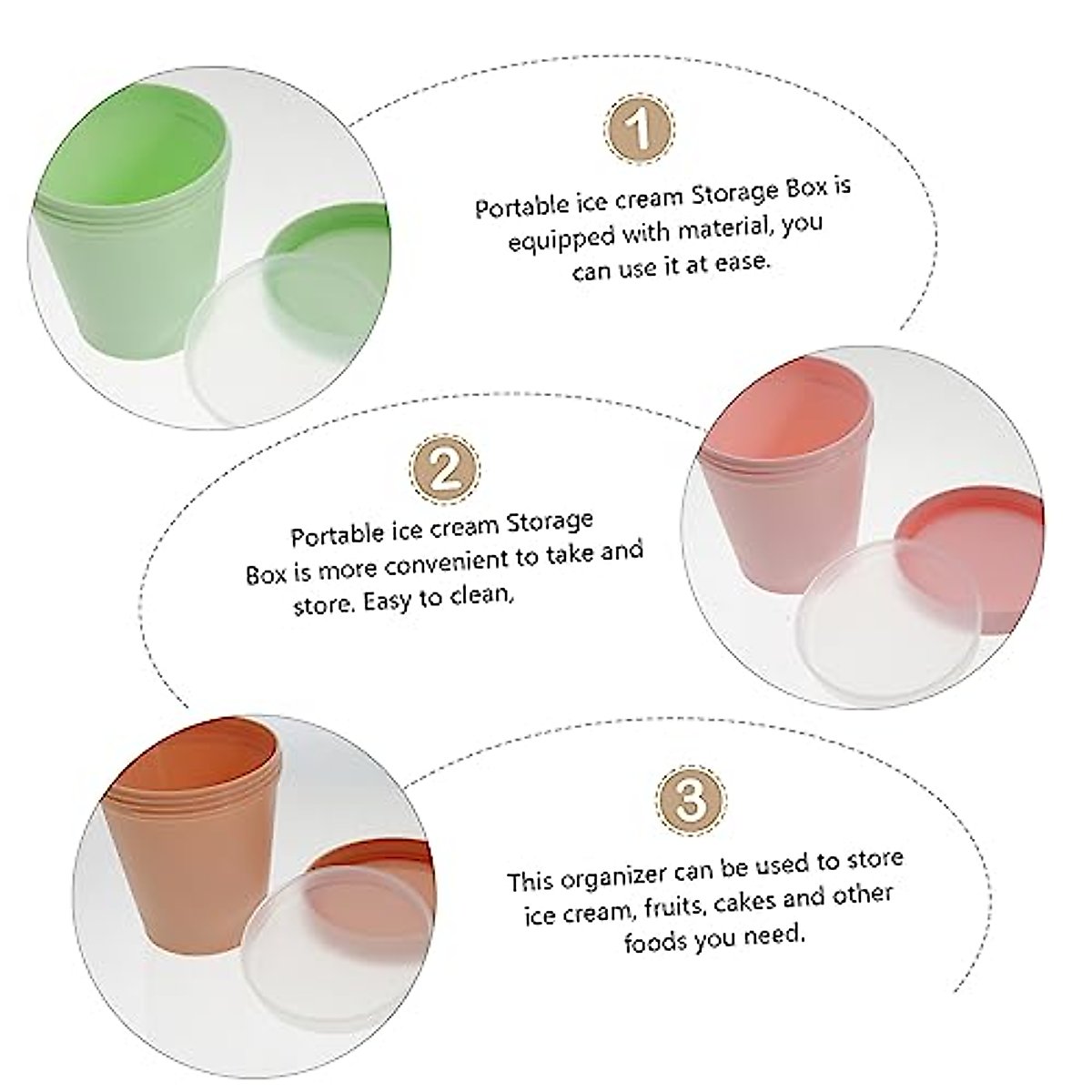 UPKOCH 5pcs Ice Cream Container Parfait Containers Plastic Storage Tubs Round Container with Lid Ice Cream Container with Lid Freezer Storage Tub Ice Cream Pails Freezer Containers Pp