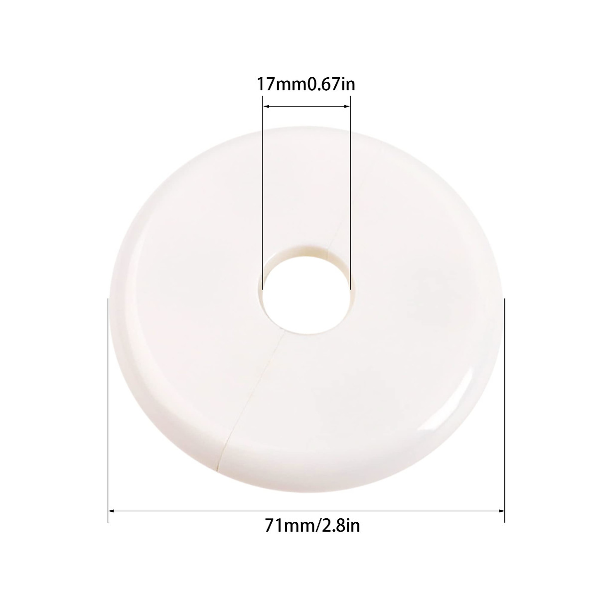 Rrina 4Pcs 0.67in/17mm White Plastic Wall Split Flange Round Escutcheon Plate Cover