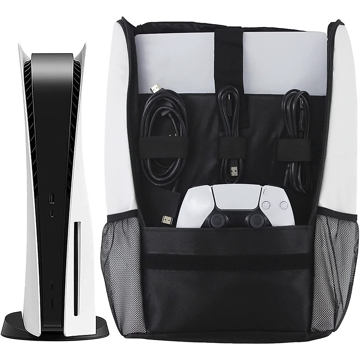 MEGCCR Travel Storage Bag Backpack PS5 Mainframe Protective Bag A Handle Bag PS5 Set Multifunctional Travel Carrying Case