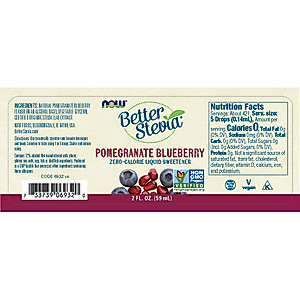 NOW Foods BetterStevia Pomegranate Berry Zero-Calorie Liquid Sweetener, Keto Friendly, Suitable for Diabetics, No Erythritol, 2-Ounce