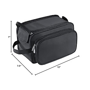 BURUIS Extra Large Toiletry Bag for Men, Travel Toiletry Organizer Dopp Kit Water-resistant Shaving Bag, PU Leather Cosmetic Organizer Bathroom Shower Bag for Toiletries, Grooming, Accessories (Black)