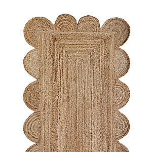 Gautam International Scalloped Natural Jute Area Rug, Natural Color (2'X6')