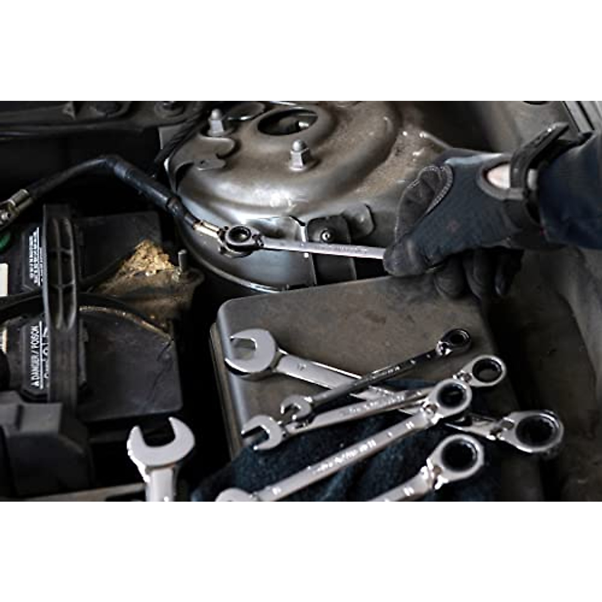 GEARWRENCH 8 Pc. 12 Pt. Reversible Ratcheting Combination Wrench Set, Metric - 9543