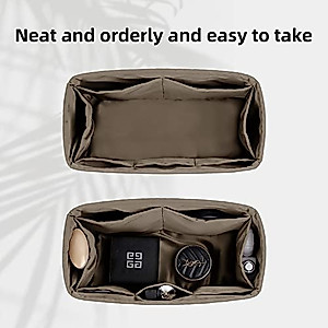 DGAZ Purse Organizer Insert，Silk Bag Organizer，Luxury Handbag & Tote Shaper Fits Lindy 19/26/30/34 Bags（Etoupe grey，LD26）