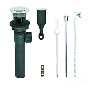 PF WaterWorks PF0735-CH-GR, Gray ABS Body Bathroom Sink/Lavatory Pop-Up Drain with Ball Lift Rod | With Overflow | CUPC Listed, Chrome