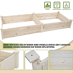 Incbruce 96x25x10 in Wooden Raised Garden Bed Planter, No-Bolt Assembly Elevated Flower Bed Boxes Kit for Vegetable Flower Herb Gardening, Natural