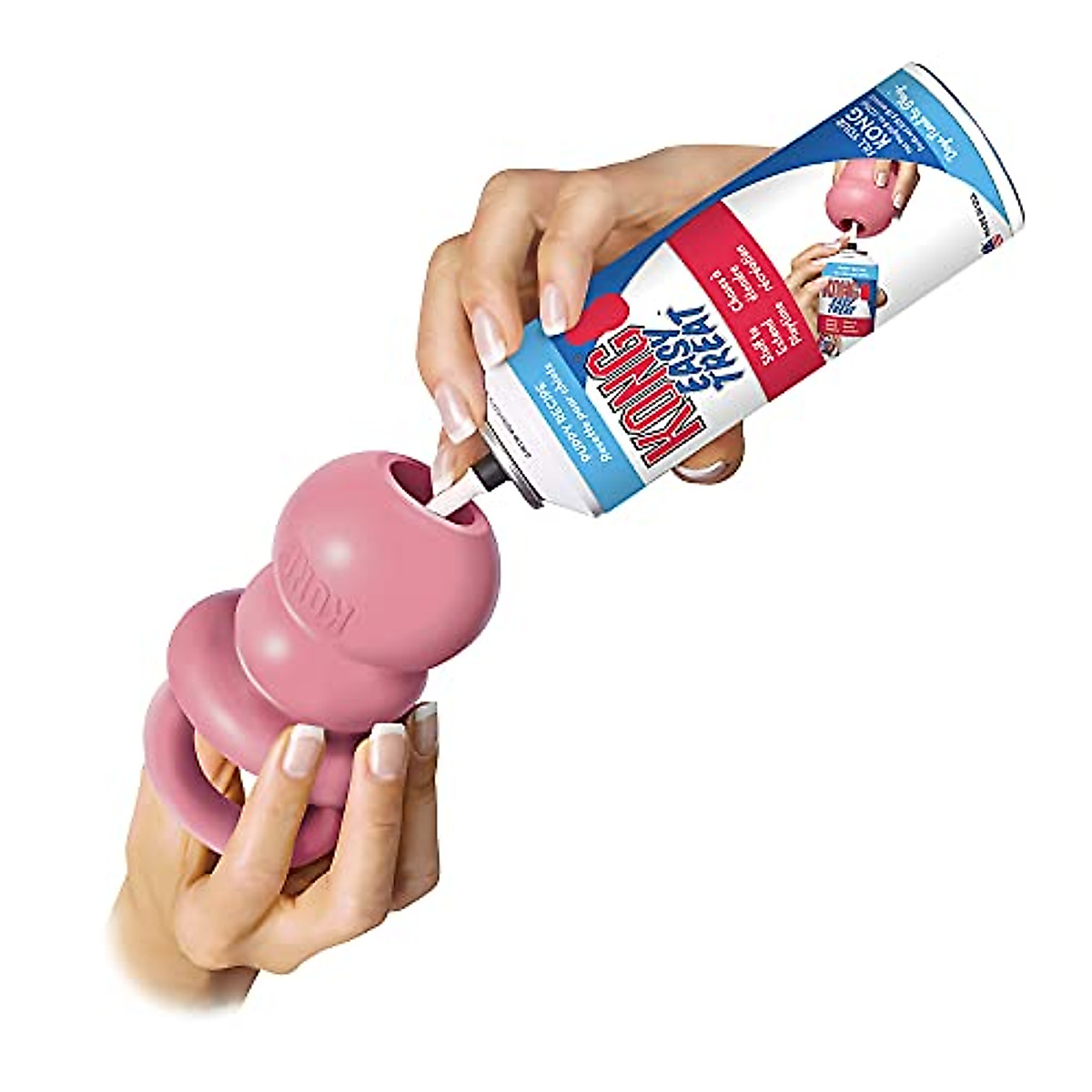KONG Puppy Binkie - Small Dog Toy - Soft Teething Rubber - Treat Dispensing Dog Toy - Stuffable Dog Toy for Chewing & Playing - Dog Toy to Support Sore Gums & Teeth - Pink - Small Puppies