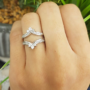 Dazzlingrock Collection 0.40 ctw. Round White Diamond Anniversary Enhancer Ring in 14K White Gold, Size 6.5