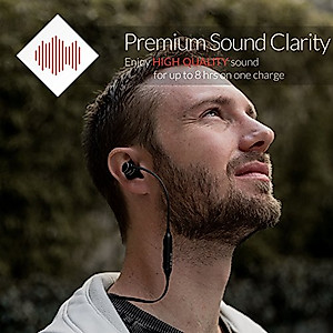 Crave Octane Wireless Bluetooth Earphones, in-Ear Sweat and Water Resistant Stereo Headphones Earbuds with 8 Hour Battery, Magnetic Ends, Built-in Mic - Black