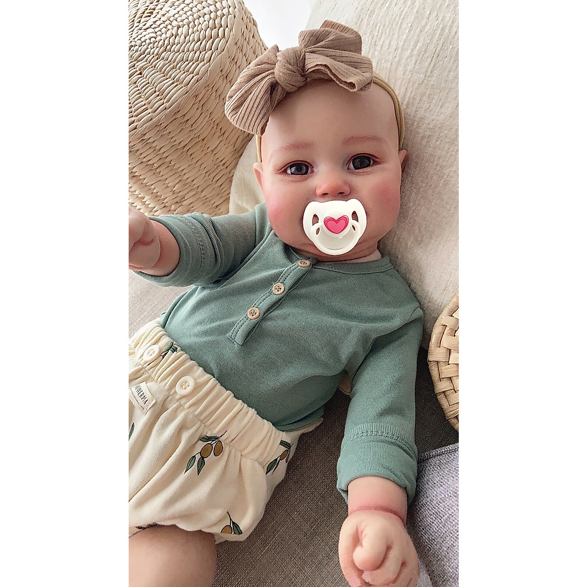 Anano Reborn Baby Doll Newborn 24 Inches Silicone Reborn Toddler Doll Hand Drawn Veins Baby Doll Real Life Size Baby Doll Toy for Age 3+ Birthday Gift Therapy for Dementia Patient