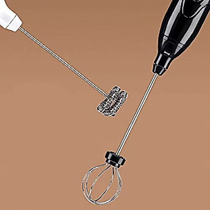 Handheld Milk Beater, Portable ABS and 304 Stainless Steel Electric Milk Frother Double Mixing Head for Egg (Black)