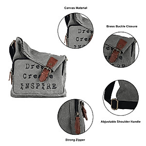 Mona B Dream Create Inspire Upcycled Canvas and Genuine Leather Trims Crossbody