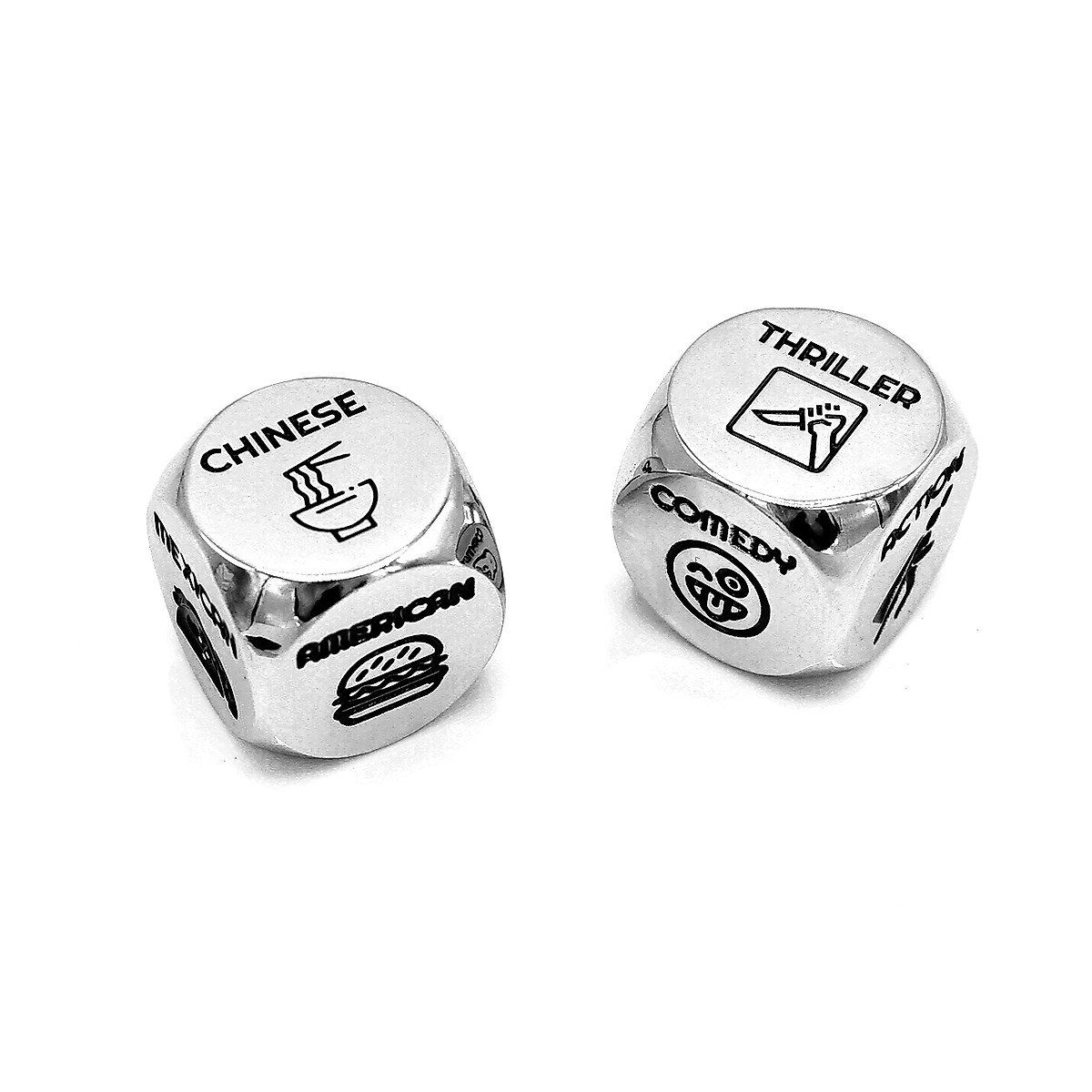 Luck Lab Date Decider Dice - Date Night Dice with Velvet Storage Bag (Dinner & A Movie Decider Dice)
