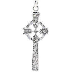 Jewelry Trends Sterling Silver Long Celtic Cross Pendant on 18 Inch Box Chain Necklace