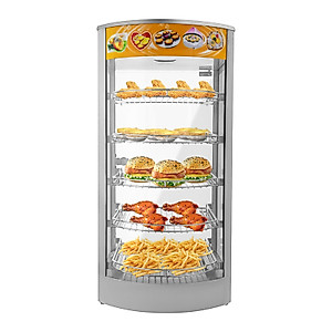 5-Tier Commercial Food Display Warmer,800W Electric Food Warmer Countertop Pizza Warmer Countertop with LED Lighting Adjustable Temperature, Pastry Display Case for Buffet Restaurant 110V