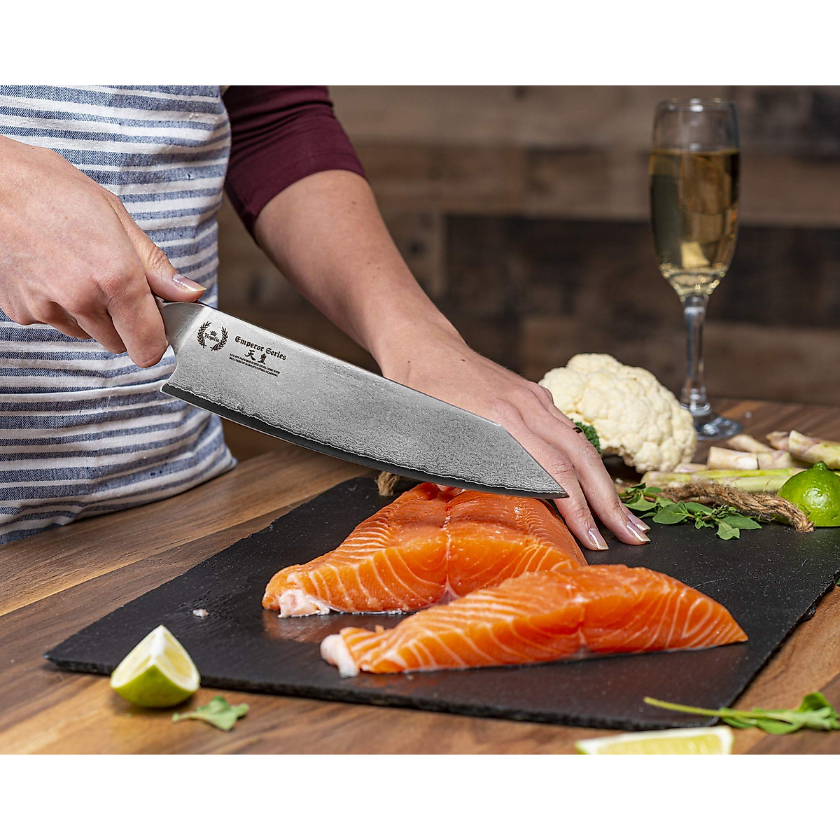 Regalia Kiritsuke Chef Knife: Professional Japanese 8.5 Inch AUS10 Premium High Carbon 67 Layer Damascus Steel Chef’s knives w/G-10 Handle Knives