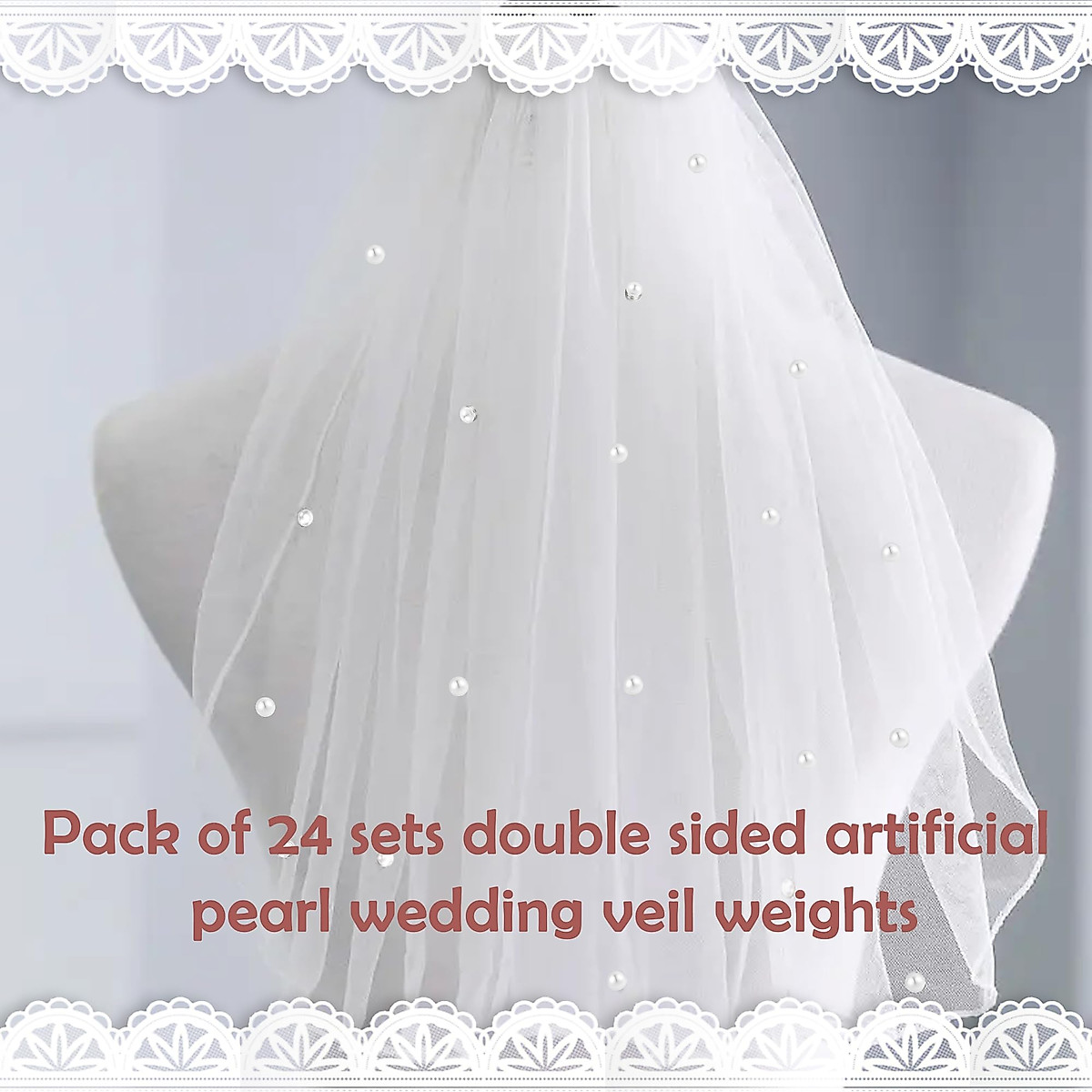 24 Sets Wedding Veil Weights Magnetic Pearls- 0.4 Inch Bridal Veil Weights Magnetic Double-sided Artificial Pearls for Wedding Bridal Decoration