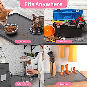 Sdpeia Under Sink Mat for [28" x 19"] Cabinet, Upgraded Silicone Waterproof Mat Kitchen Cabinet Liner Cabinet Protector Kitchen Organizers and Storage