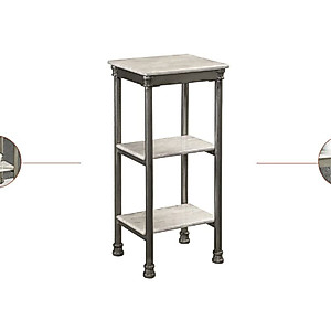 Home Styles The Orleans Three Tier Tower with Marble Laminate Shelves, Sturdy Powder-Coated Steel Frame