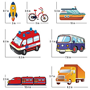 Transport Car Wall Decals Kids,Large Educational Kids Room Wall Stickers,Kids Wall Sticker Decors for Nursery,Boy Room,Bedroom,Classroom,Playroom,Living Room.