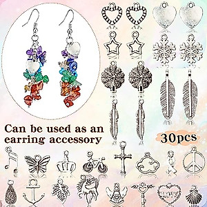 Natural Chip Stones for Bracelet - 400pcs 5mm to 8mm Gemstones Healing Loose Rocks Bead Hole Drilled DIY with 30pcs Silver Charms for Bracelet Necklace Earrings Jewelry Making Craft