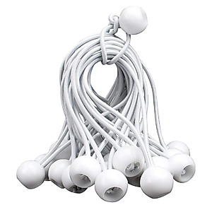AOPRIE 30 Pcs Bungee Cords with Balls 4 inch White Ball Bungees Heavy Duty Tarp Bungee Cords Trap Weather Resistant Tie Down Strap for Camping, Tents, Cargo, Holding Wire and Hoses