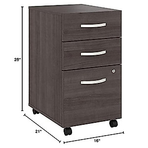 Bush Business Furniture Hybrid 3 Drawer Mobile File Cabinet-Assembled, Storm Gray