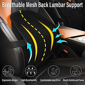 SANHSEHOME Lumbar Support Back Support for Office Chair 2 Pack Lumbar Support Pillow for Car Chair Back Support with Triple Layer Mesh & Adjustable Straps