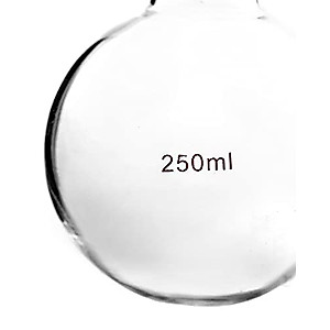 QWORK Glass 250ml Single Neck Flat Bottom Boiling Flask, 24/40 Standard Taper Outer Joint, 250ml